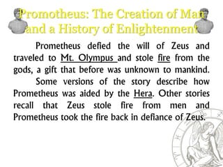 greek creation myth - promotheus and 5 ages | PPTX | Fantasy | Genres