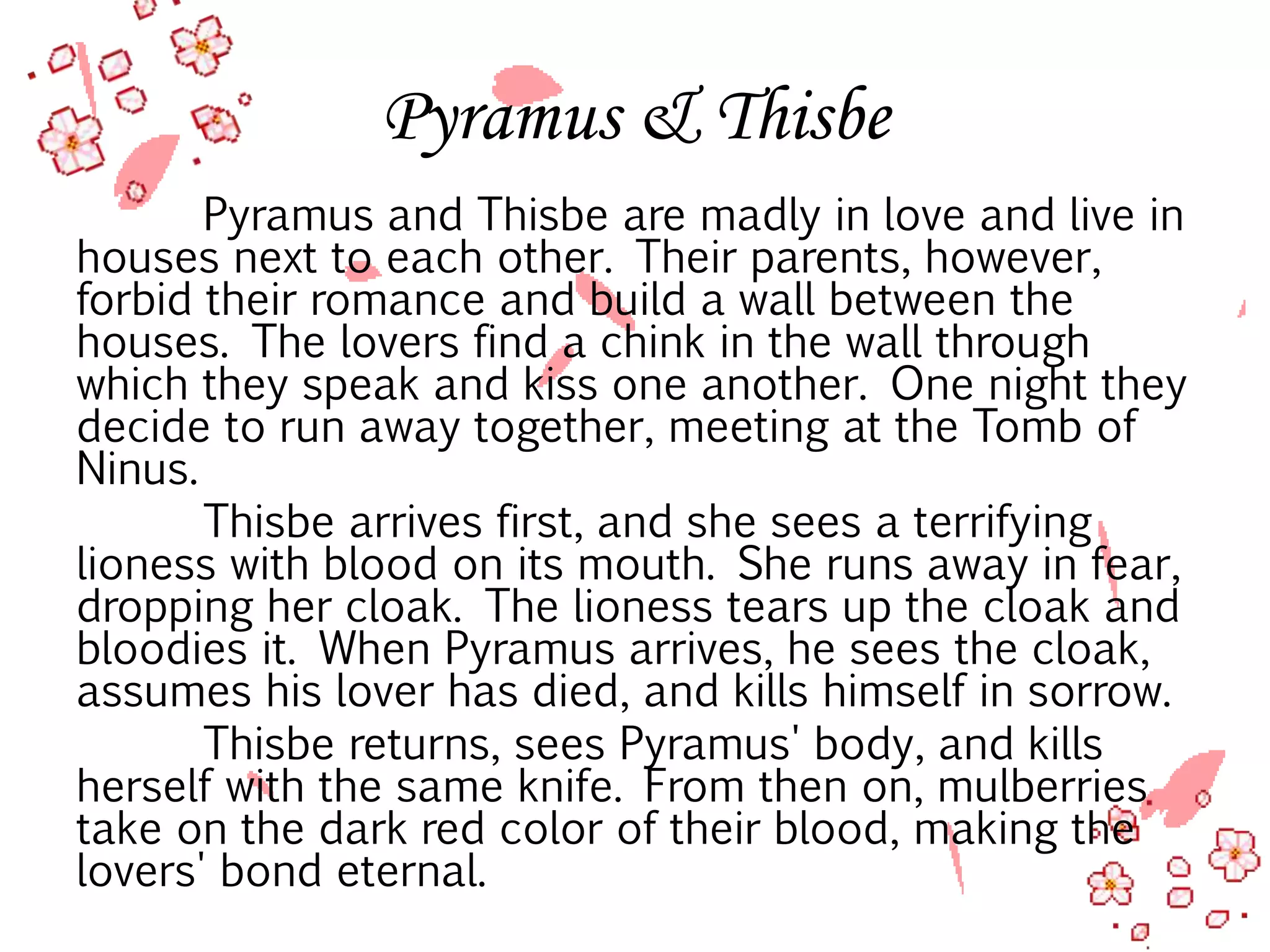 GREEK MYTHOLOGY: eight tales of lovers | PPTX