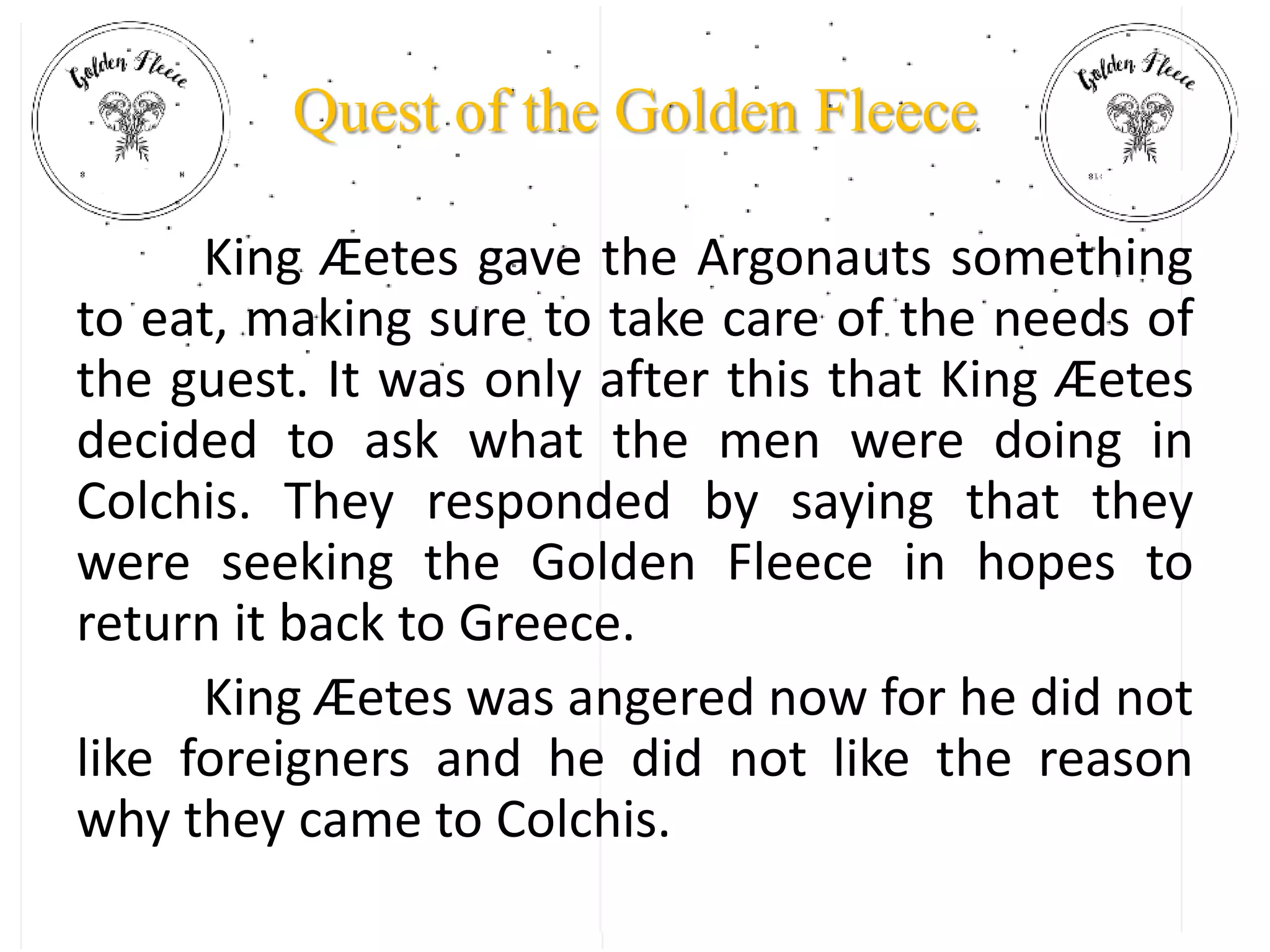 GREEK MYTHOLOGY : quest of golden fleece | PPTX