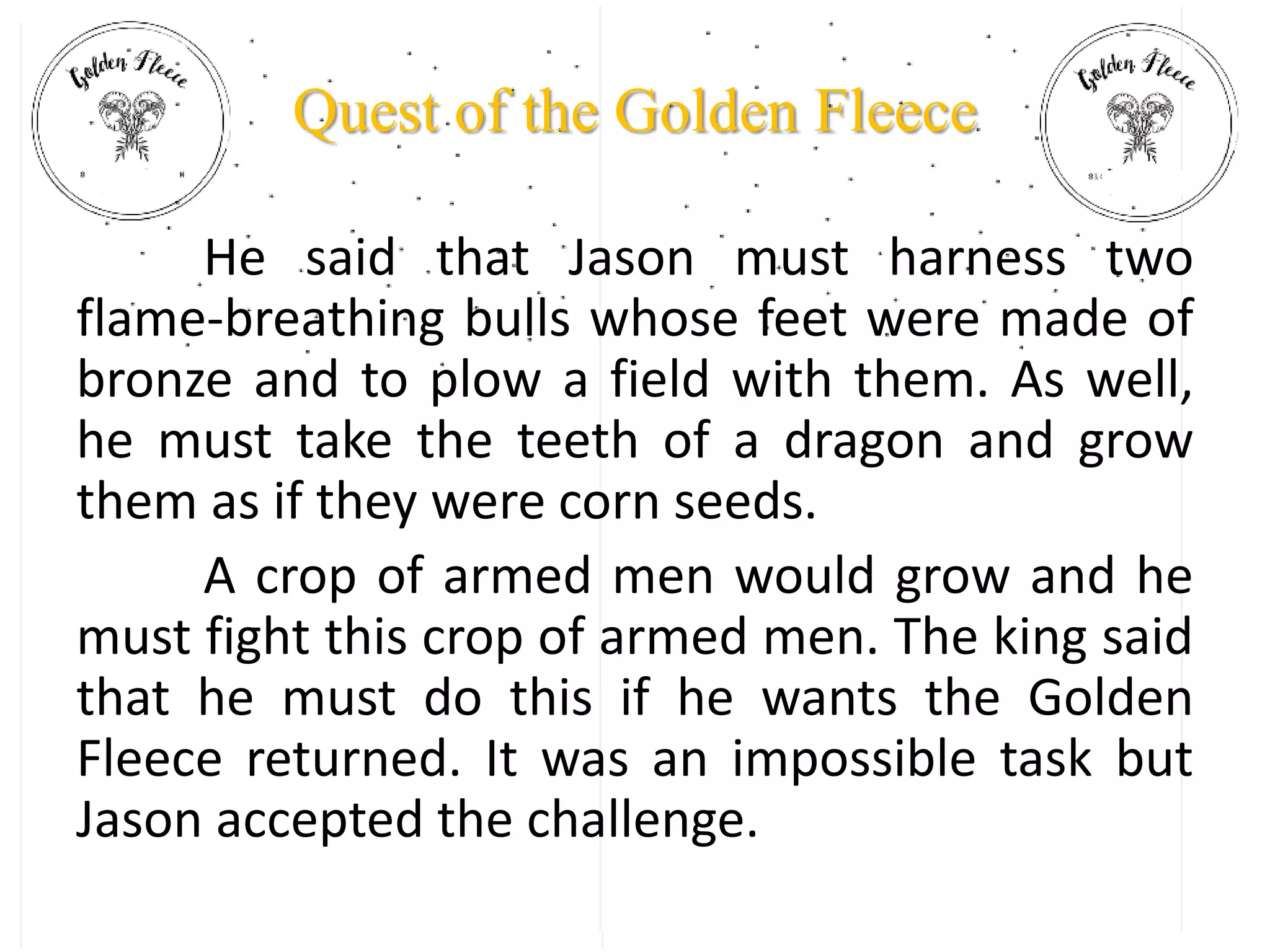 GREEK MYTHOLOGY : quest of golden fleece | PPTX