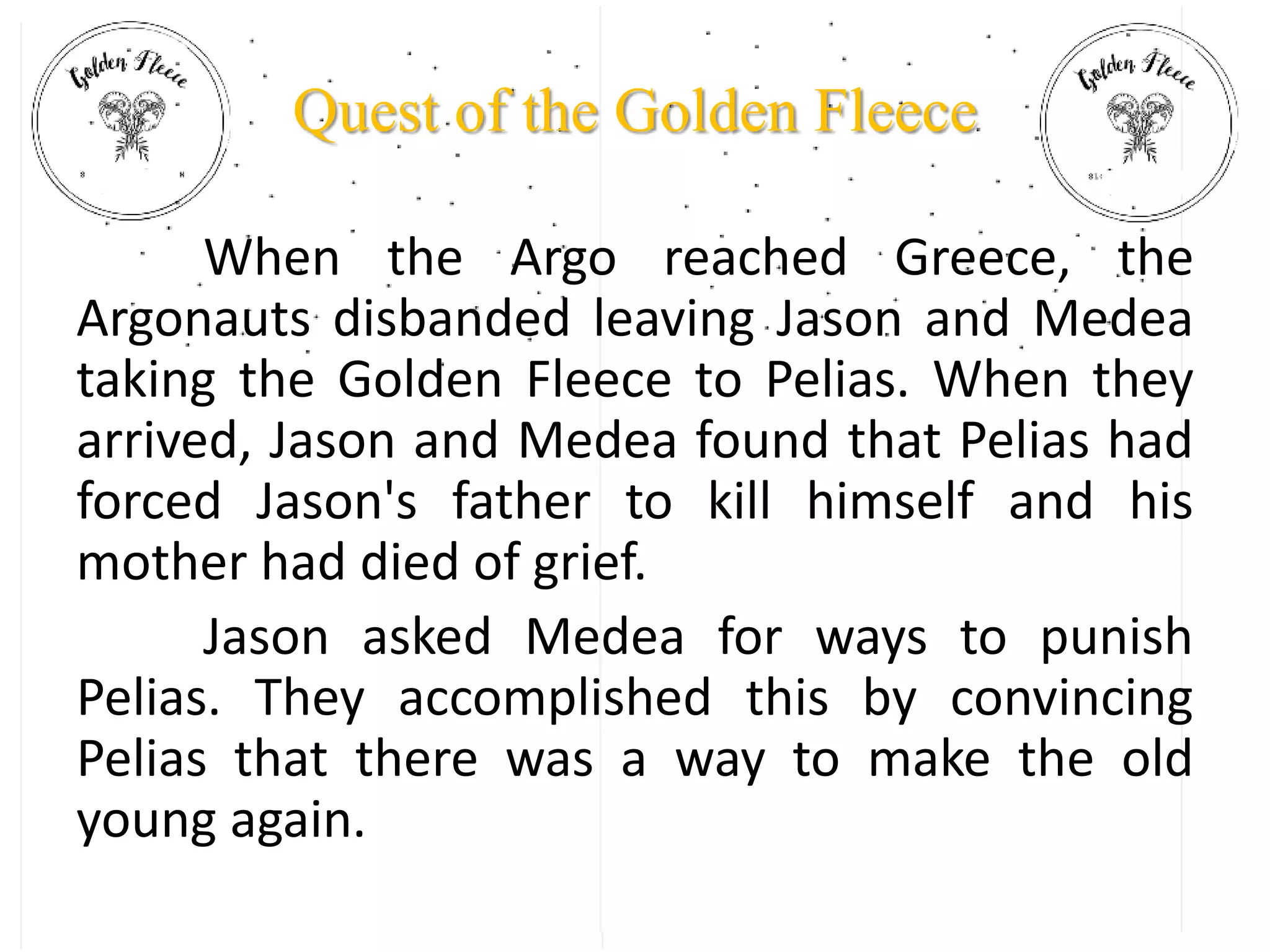 GREEK MYTHOLOGY : quest of golden fleece | PPTX
