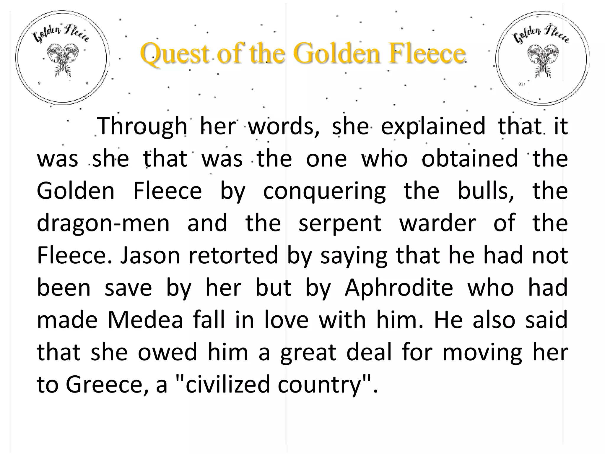 GREEK MYTHOLOGY : quest of golden fleece | PPTX