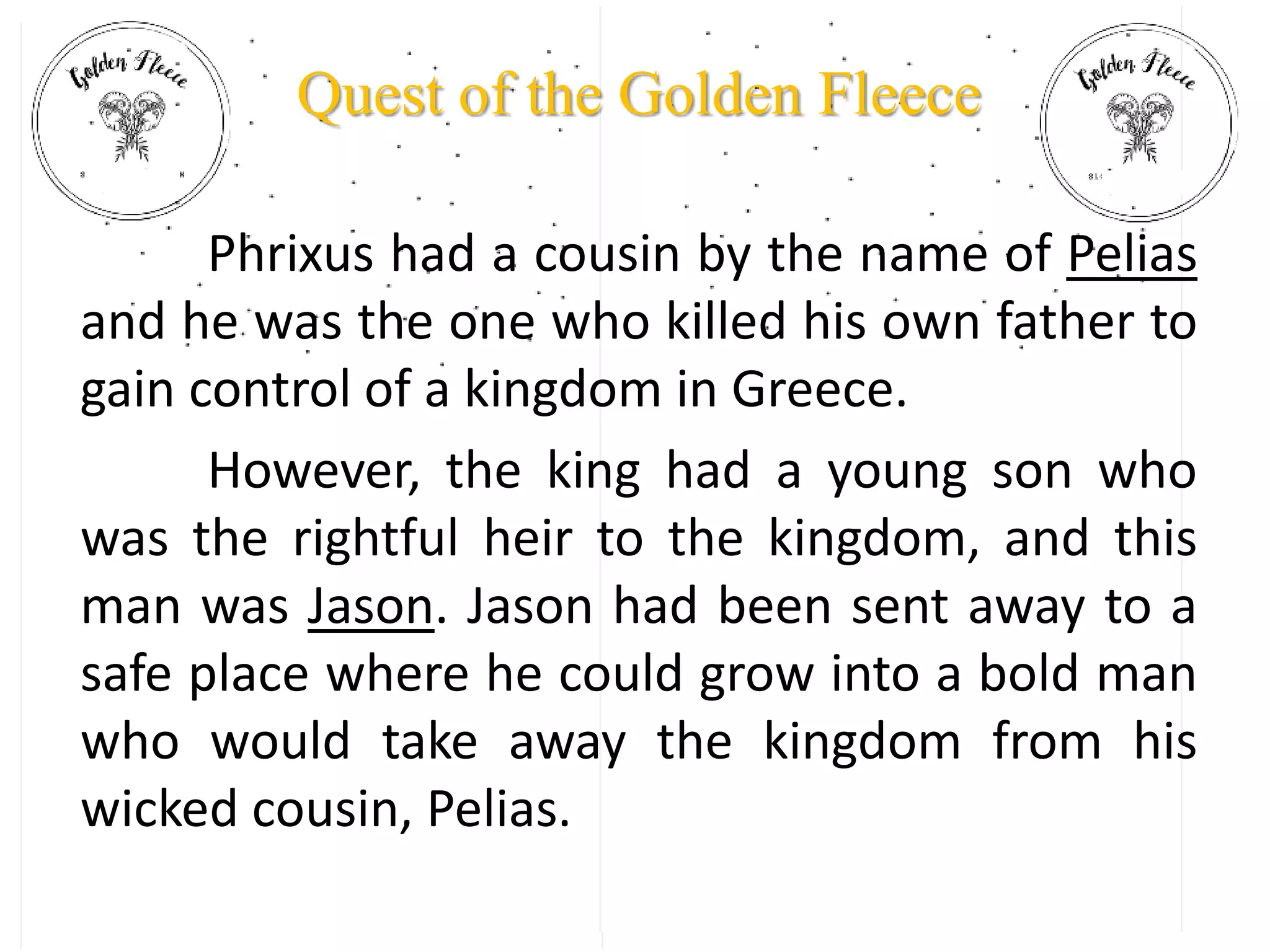GREEK MYTHOLOGY : quest of golden fleece | PPTX