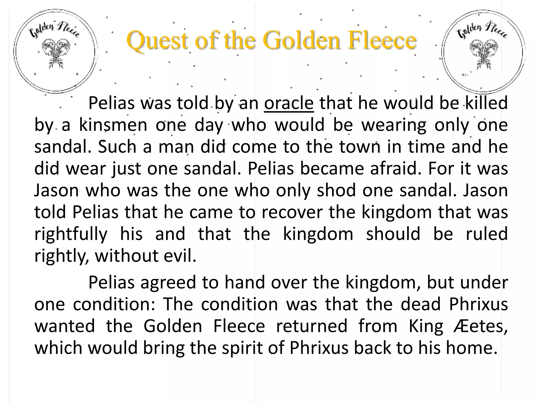 GREEK MYTHOLOGY : quest of golden fleece | PPTX