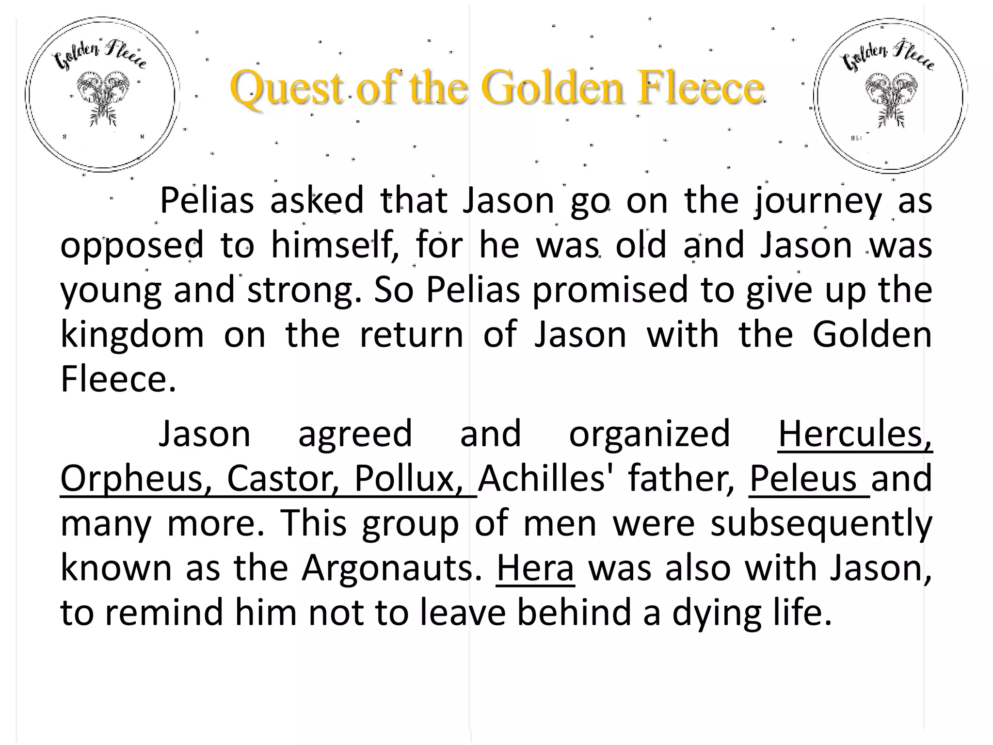 GREEK MYTHOLOGY : quest of golden fleece | PPTX