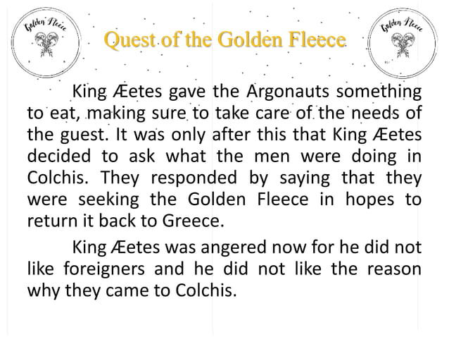 GREEK MYTHOLOGY : quest of golden fleece | PPTX | Adventure Travel ...
