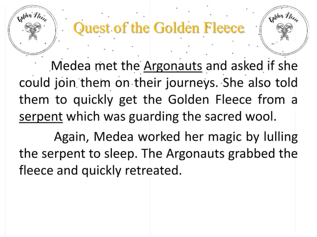 GREEK MYTHOLOGY : quest of golden fleece | PPTX | Adventure Travel ...