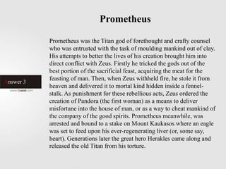 Answers to Mythology Quiz | Quizot | PPTX