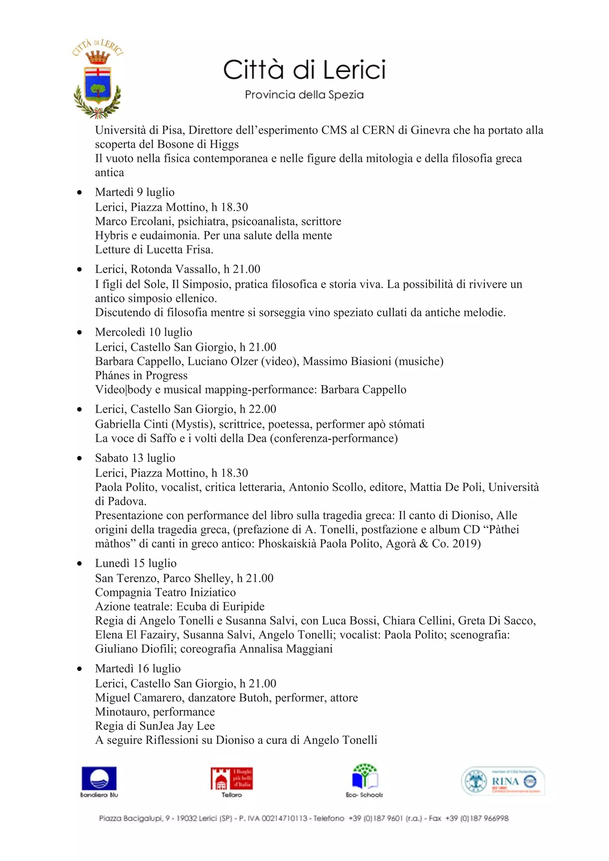 Mythos logos, il programma | DOC | Fine Art