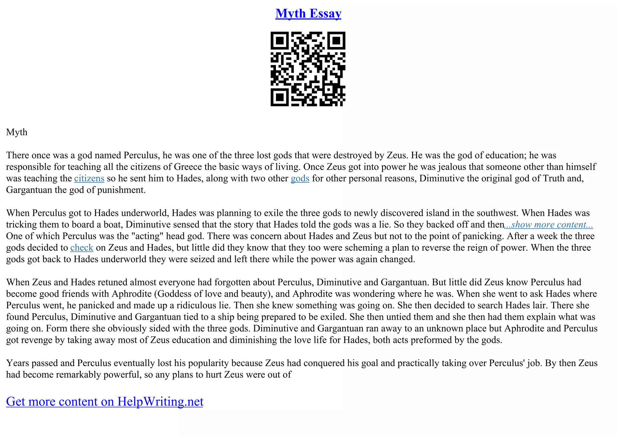 Myth Reflection Paper | PDF