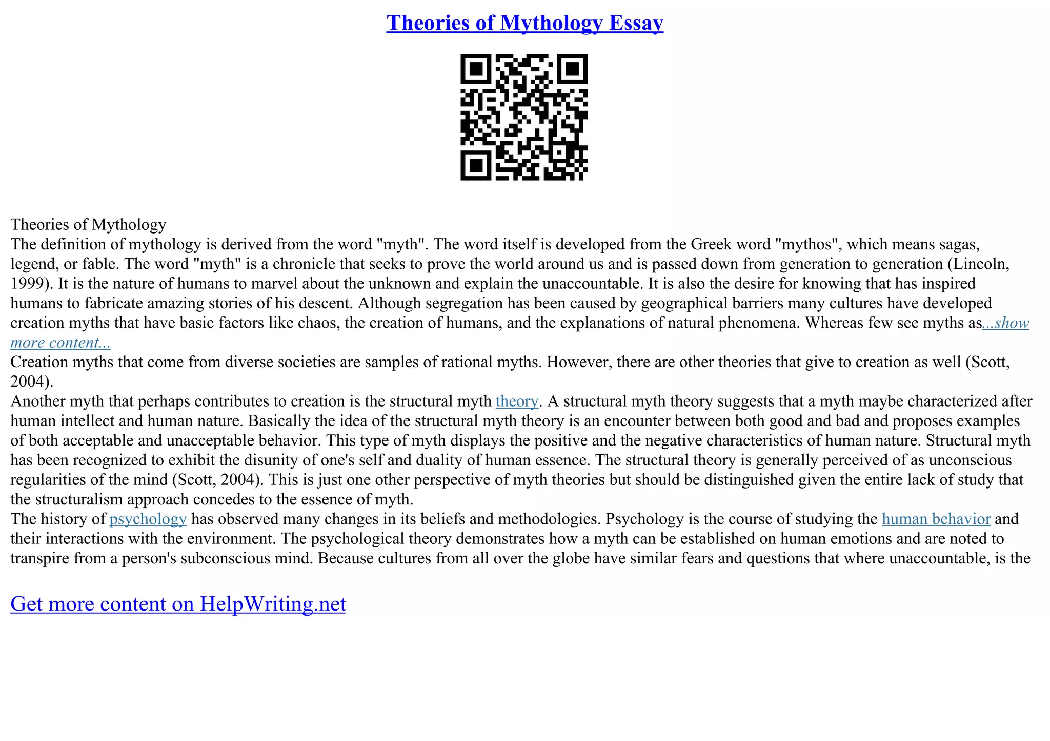 Myth Reflection Paper | PDF