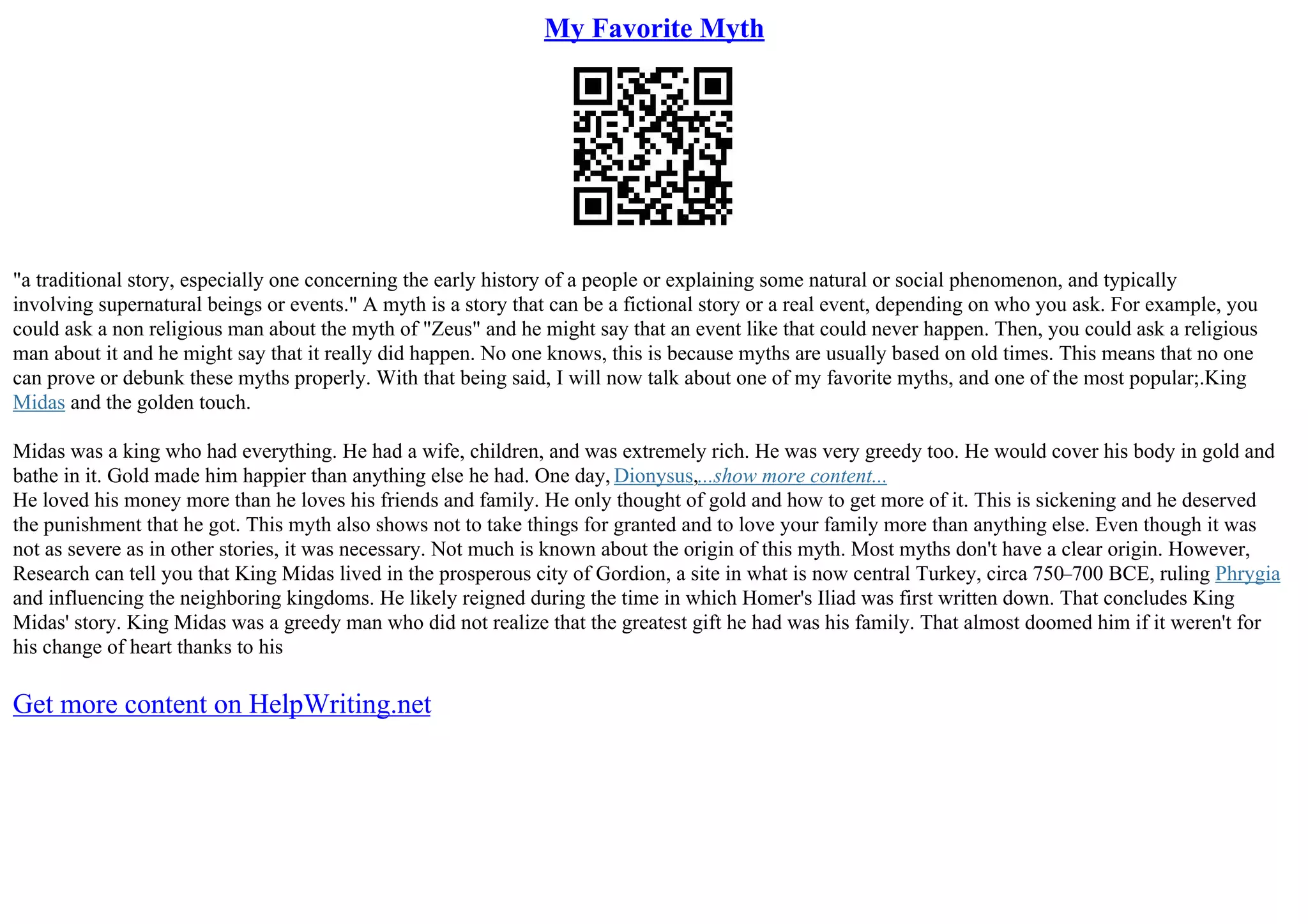 Myth Reflection Paper | PDF