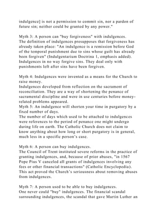 Myths about IndulgencesIndulgences. The very word stirs up more .docx