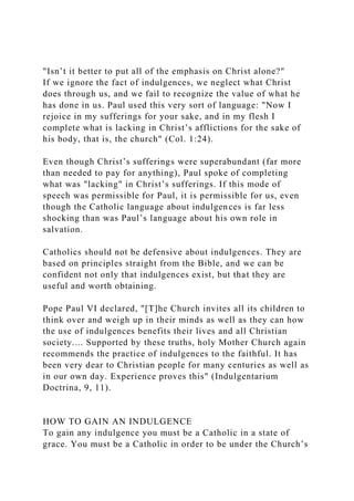 Myths about IndulgencesIndulgences. The very word stirs up more .docx