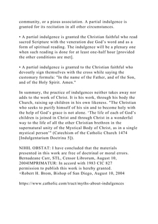 Myths about IndulgencesIndulgences. The very word stirs up more .docx