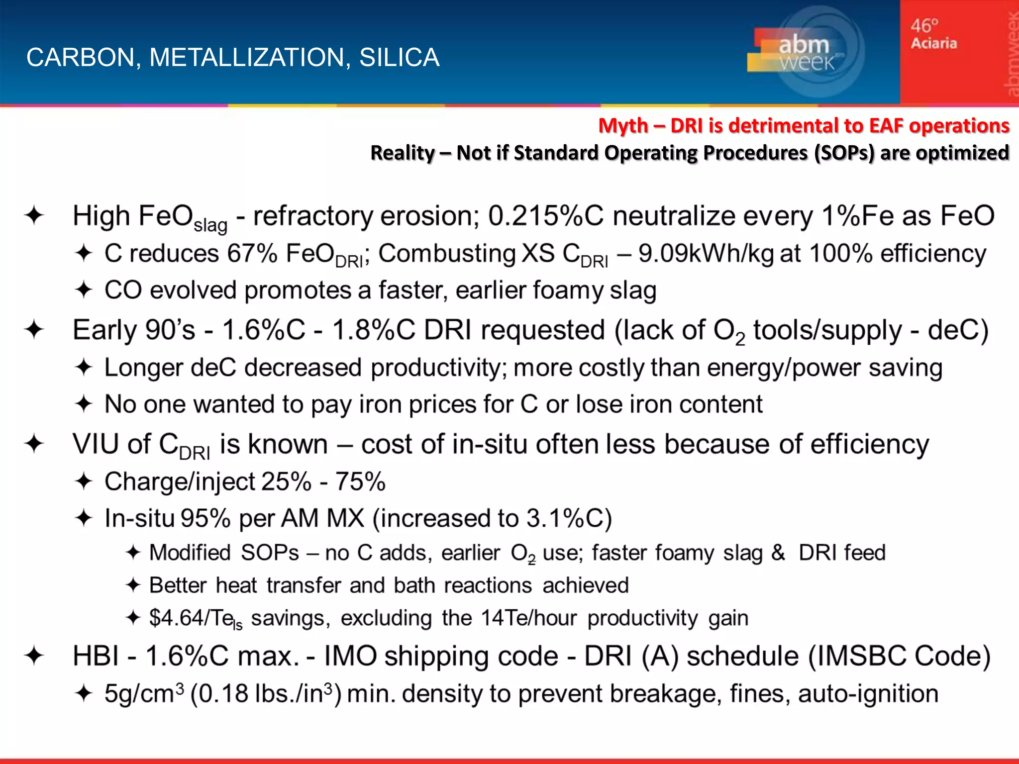 Myths and realities of charging DRI / HBI in electric arc furnaces | PDF