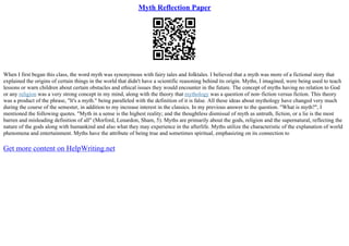Myths And Religion Essay | PDF