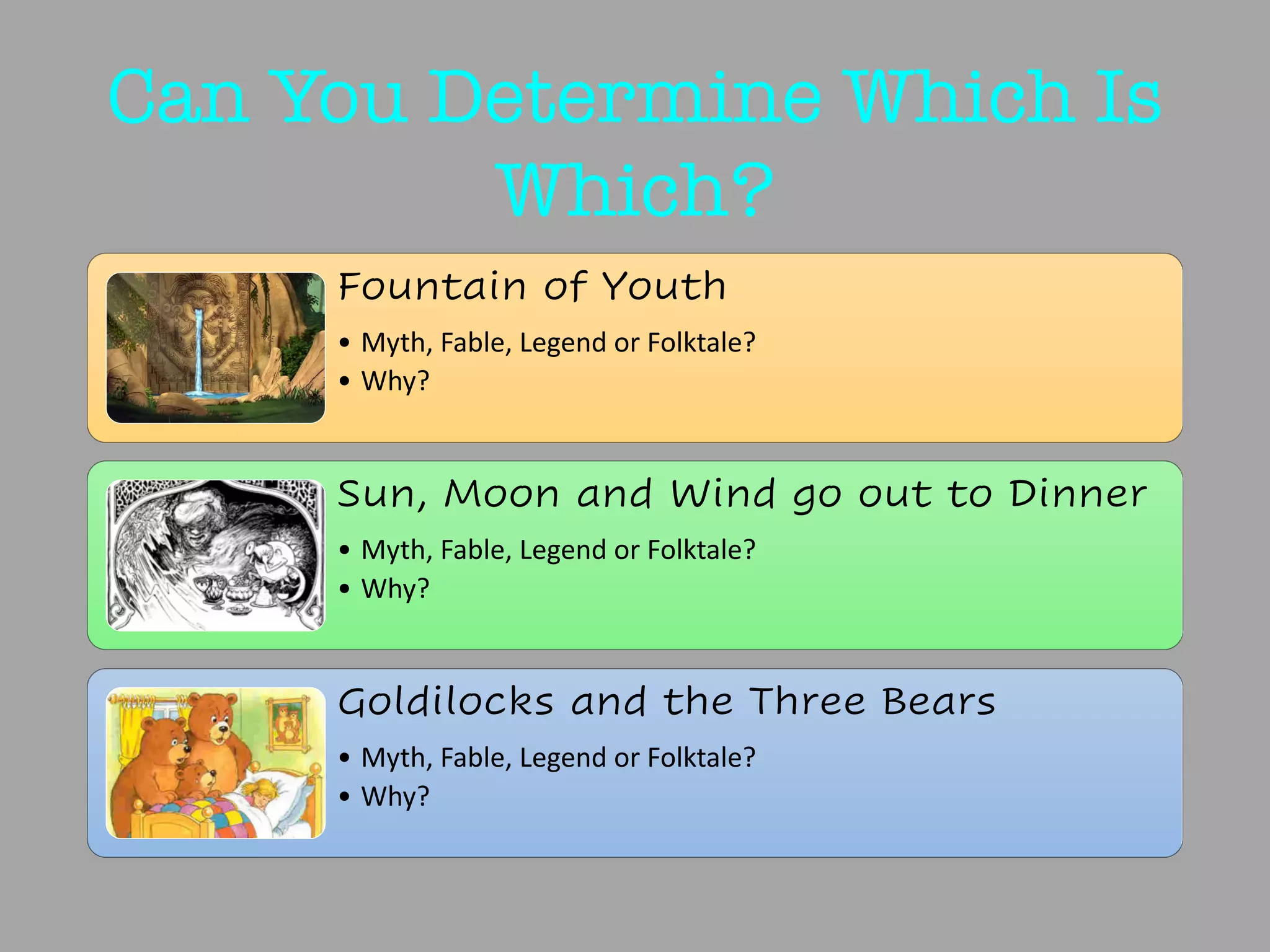 Myths, folktales, legends, and fables | PDF