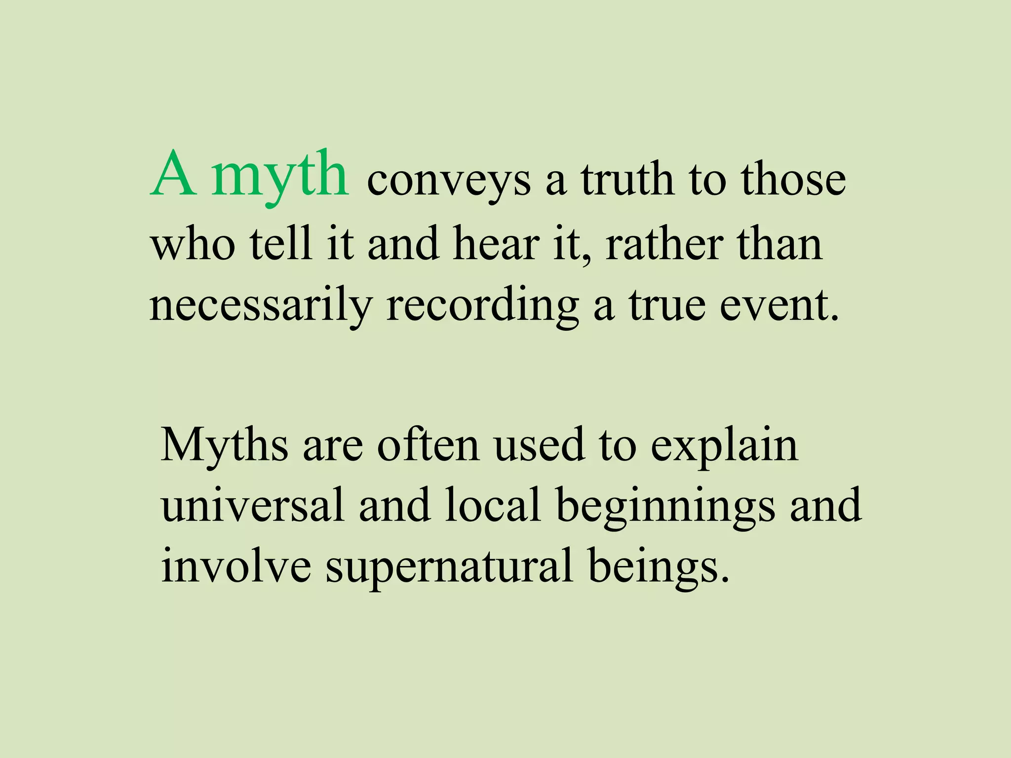 Myths legends and folktales slideshow | PPTX