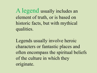 Myths legends and folktales slideshow | PPTX