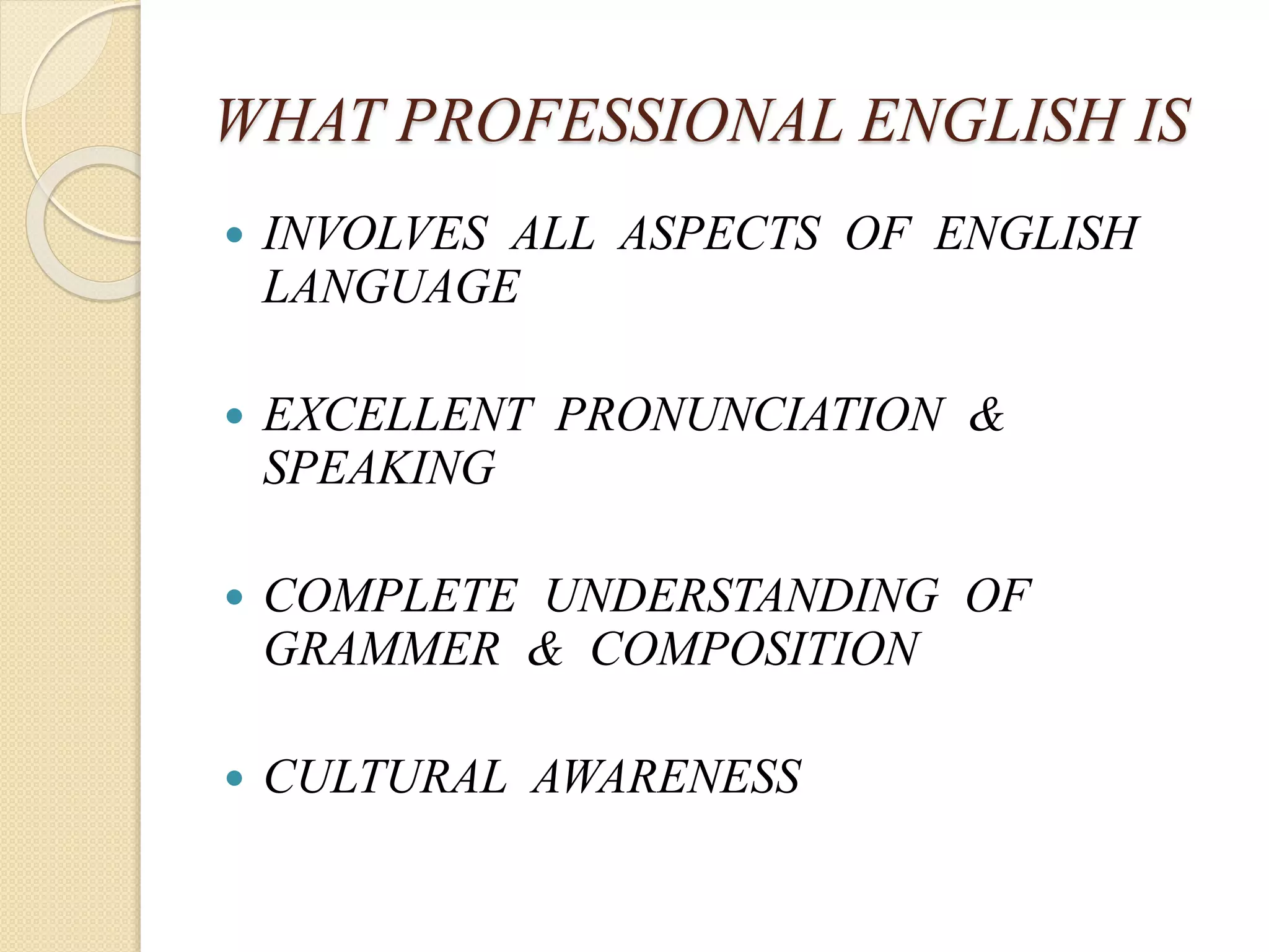 ENGLISH FOR PROFESSIONAL PURPOSE | PPTX | Education