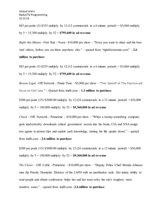 TV Programming Assignment | DOCX