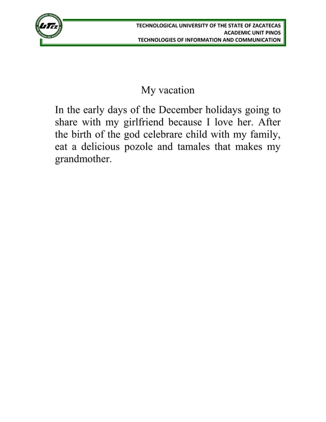 My vacation jony | PDF | World Cuisines | Food & Drink