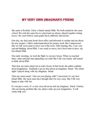 My Very Own Friend - A Short Story with illustration | DOCX