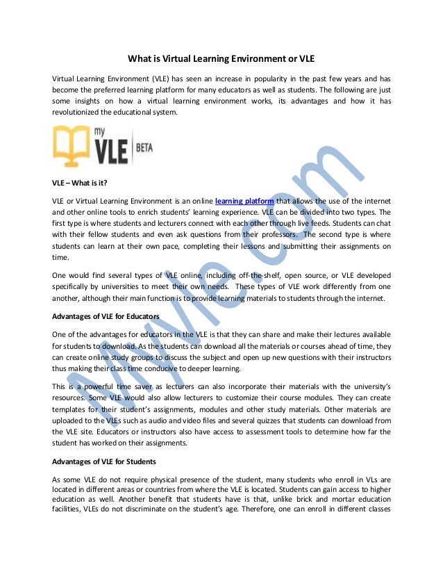 What Is Virtual Learning Environment Or VLE What Is Virtual Learning Environment Or VLE