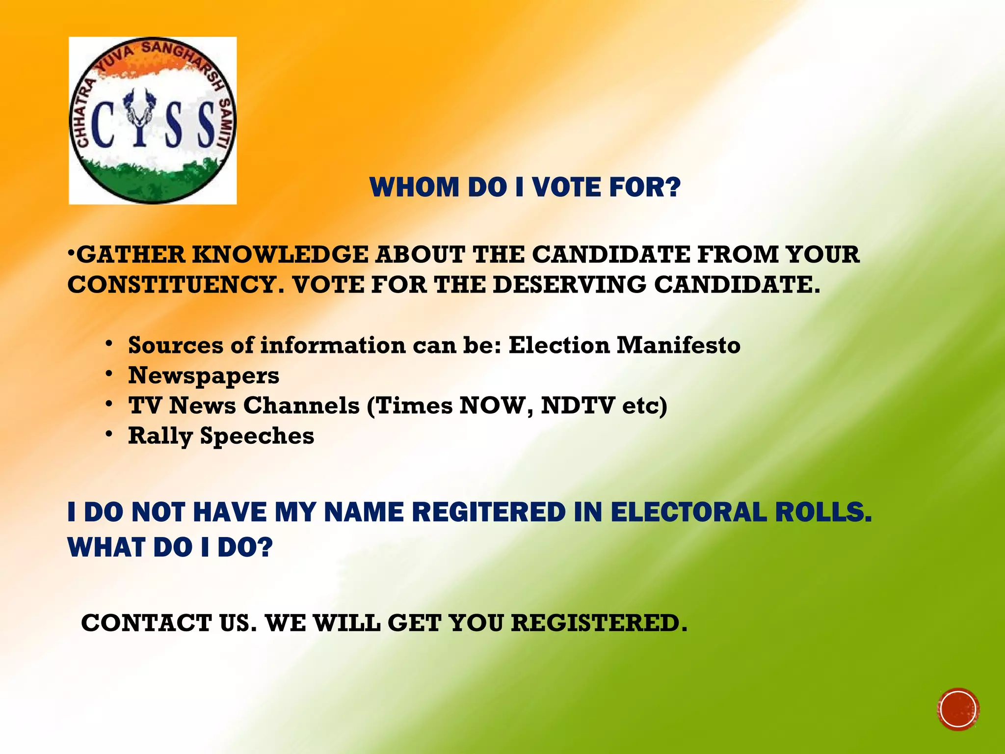 My vote,my right awareness ppt | PPT