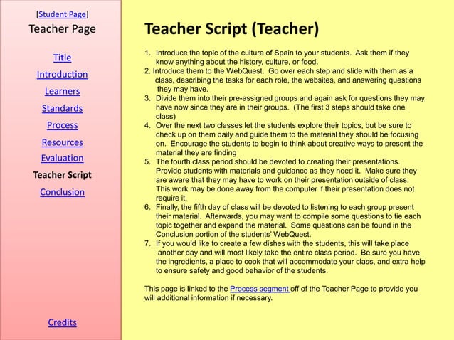 WebQuest for Spanish | PPT