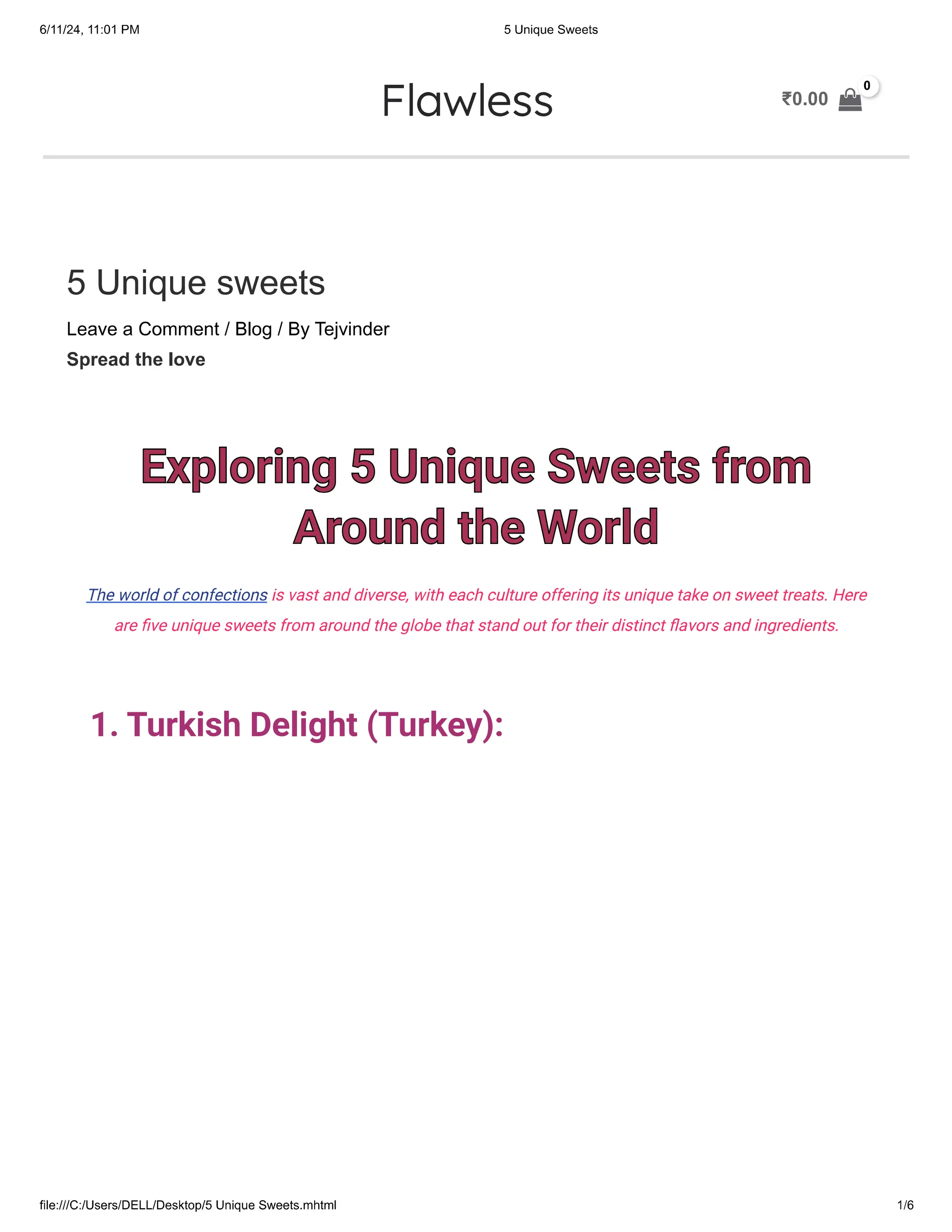 Exploring unique sweets around the world | PDF