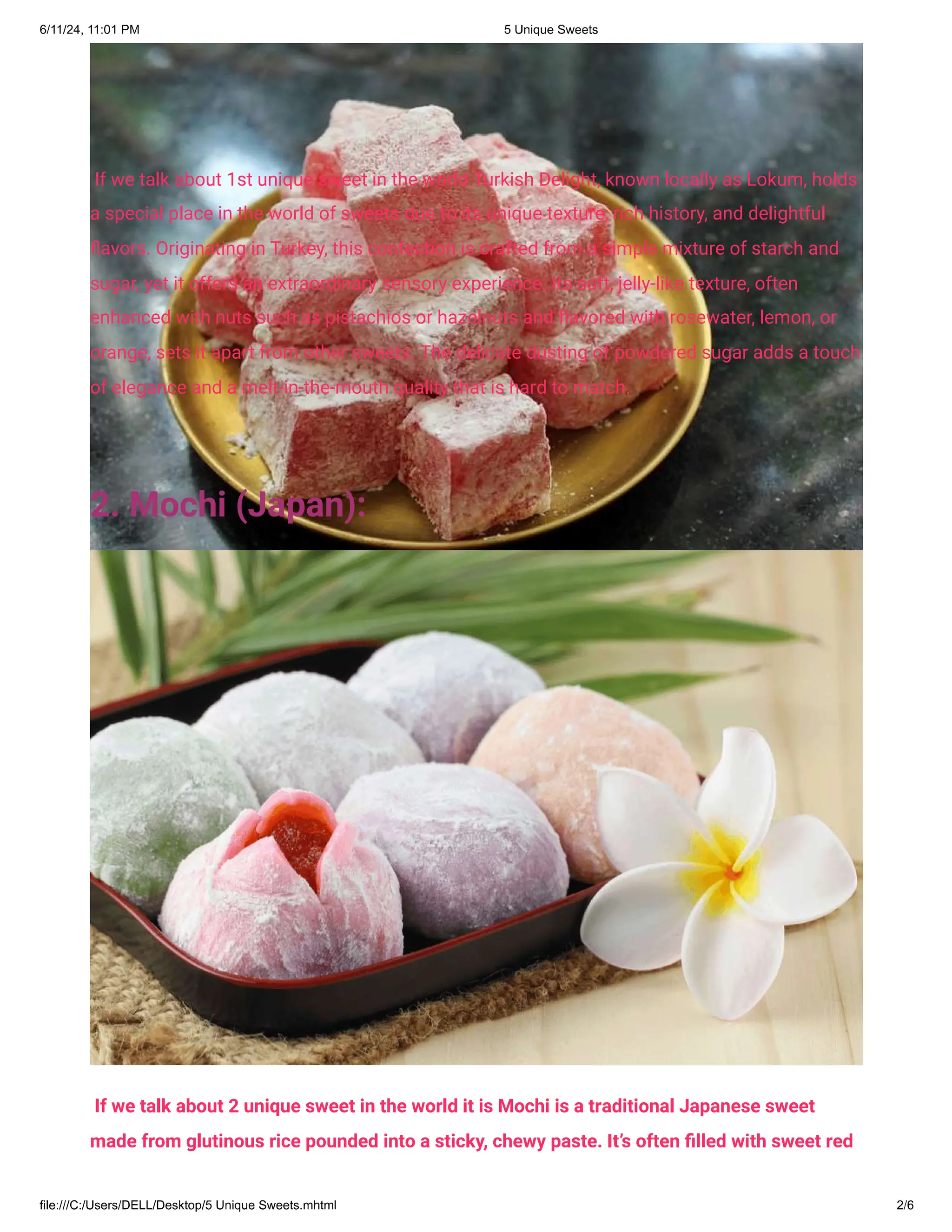 Exploring unique sweets around the world | PDF