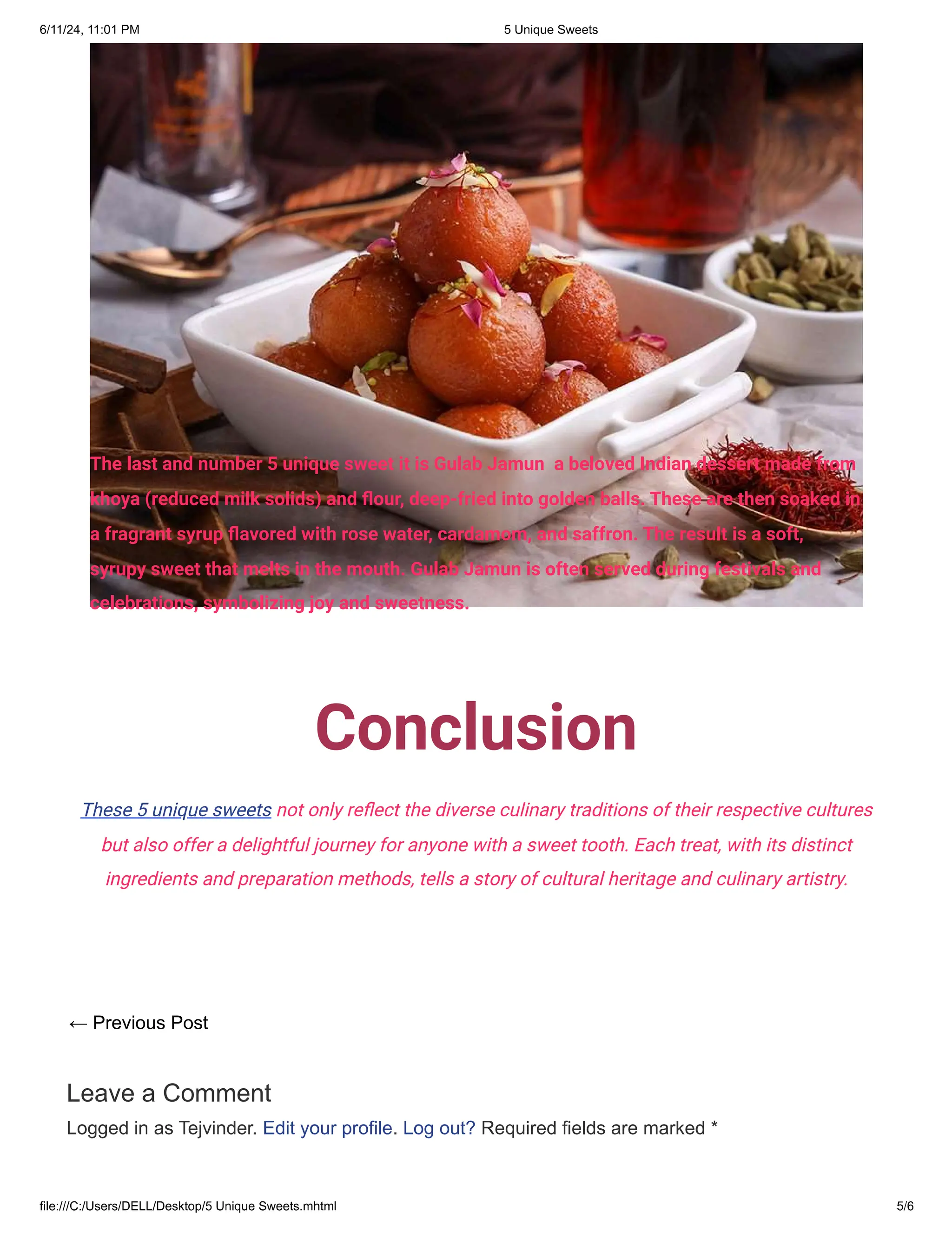 Exploring unique sweets around the world | PDF