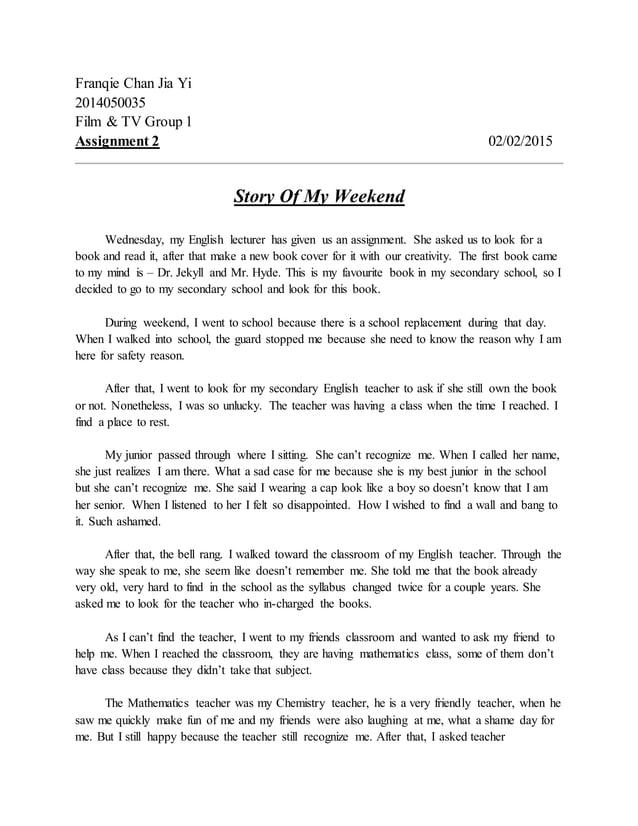 My weekend story | DOCX | Secondary Education | Education