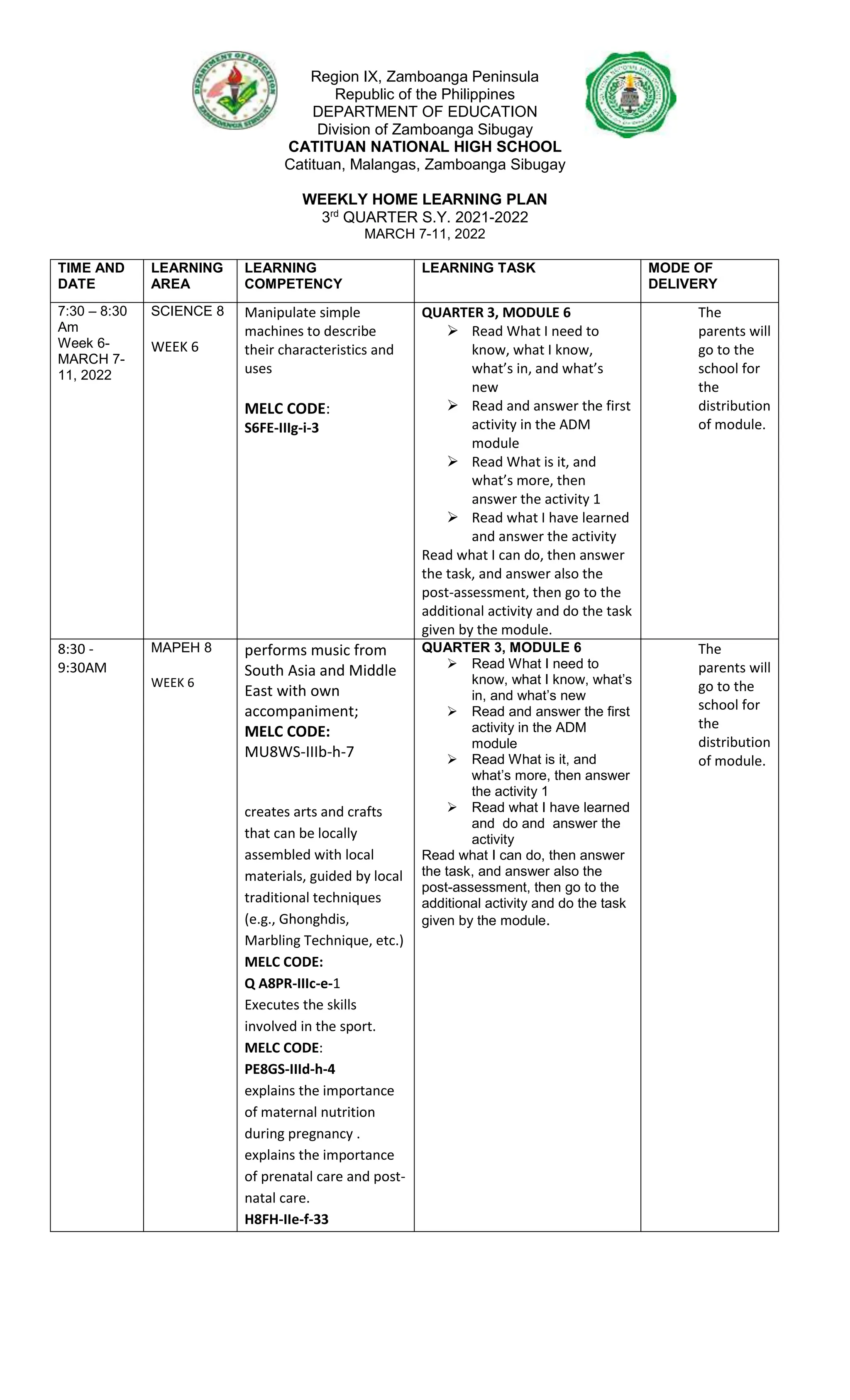 MY WEEKLY HOME LEARNING PLAN Q 3, 2022.docx