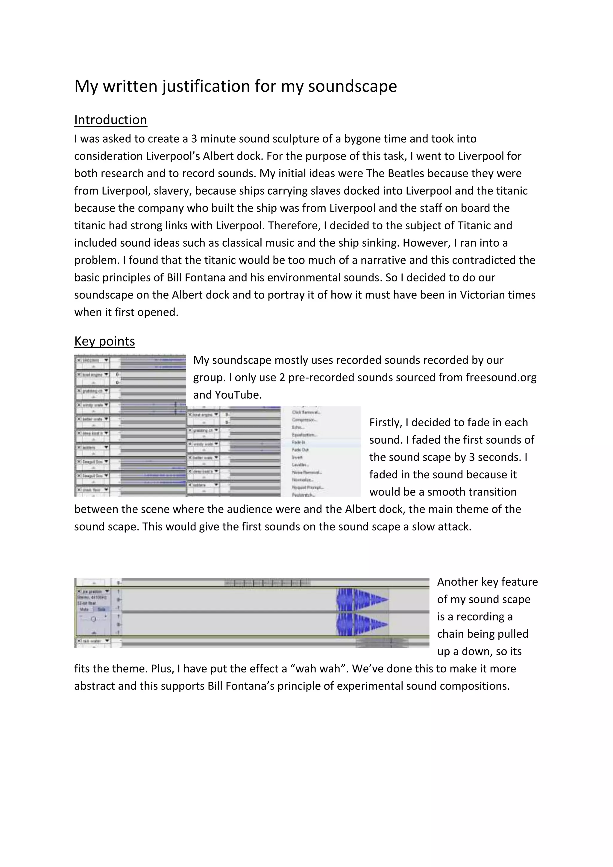 My written justification for my soundscape | PDF