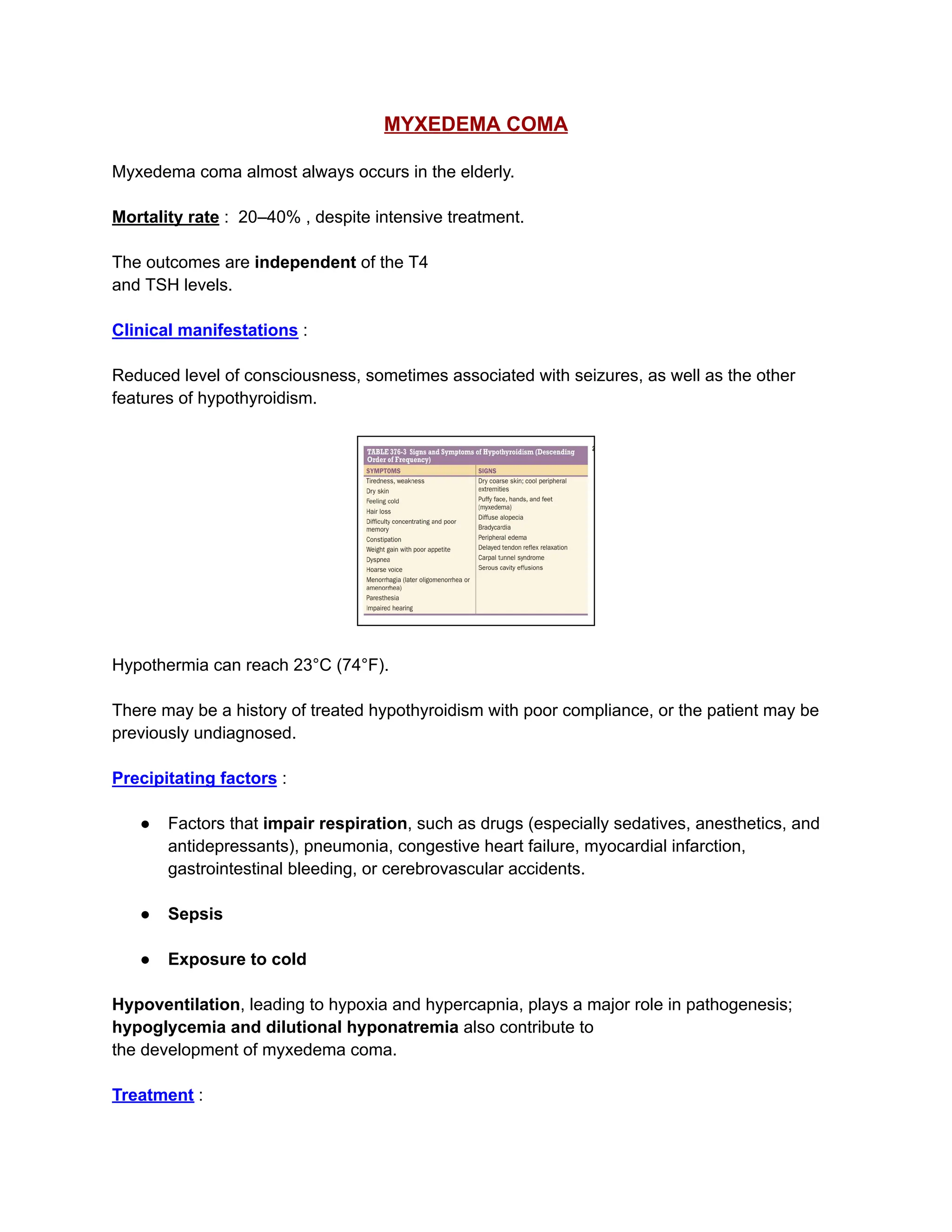 Myxedema Coma - Clinical Features & Management .pdf