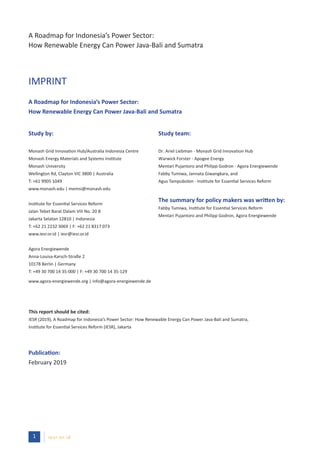 Roadmap for Indonesia's Power Sector - Summary for Policy Makers | PDF