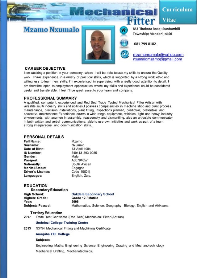 Mzamo nxumalo new cv | DOCX | Business | Business and Finance