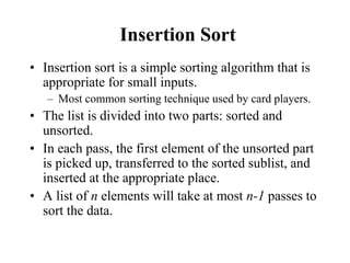 Sorting algorithms | PPTX