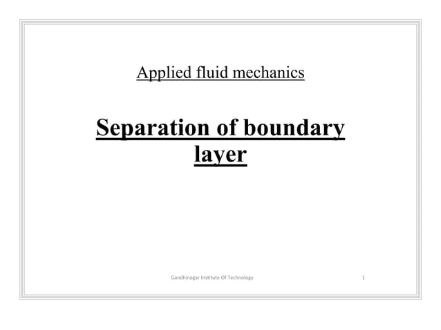 Separation of boundary layer | PPTX