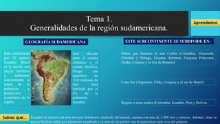 Tema 1. Generalidades de la región sudamericana. | PPTX