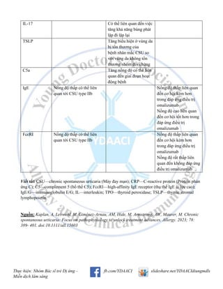 Tiềm năng sử dụng các dấu ấn sinh học trong chẩn đoán và điều trị mày đay mạn | PDF