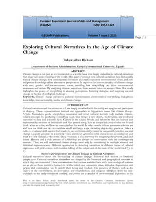 Exploring Cultural Narratives in the Age of Climate Change (www.kiu.ac ...