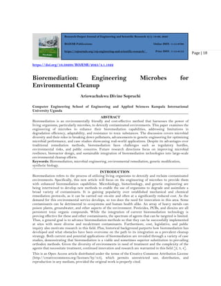 Bioremediation: Engineering Microbes for Environmental Cleanup | PDF