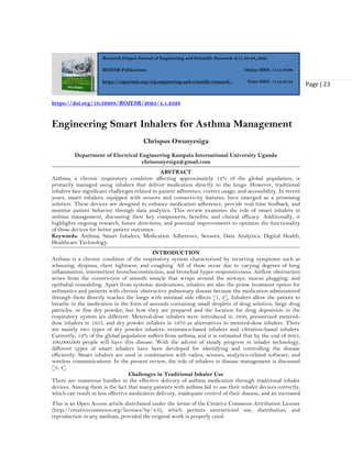 Engineering Smart Inhalers for Asthma Management (www.kiu.ac.ug) | PDF