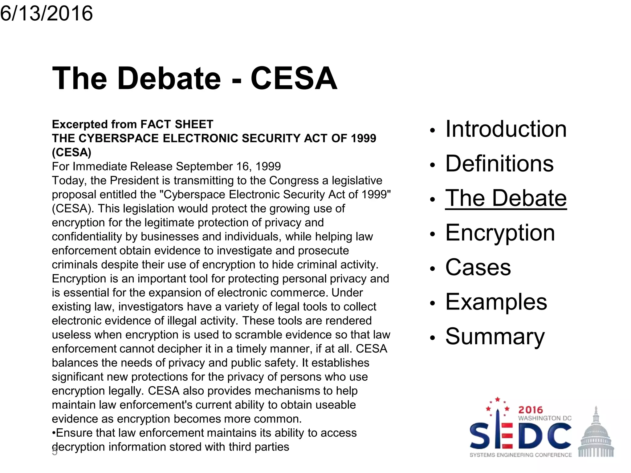Role of encryption in security vs privacy debate | PPT