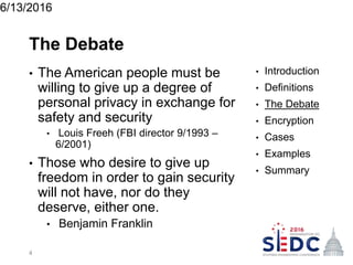 Role of encryption in security vs privacy debate | PPT