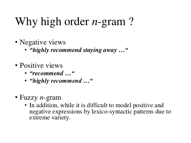 N grams as linguistic features